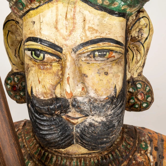 Antique Large Solid Wood Rajasthani Royal Guard Gatekeeper Figurines ...
