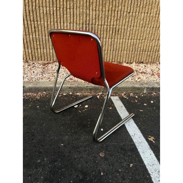 Late 20th Century Mid Century Chrome Base Red Red Wool Polyform Cantilever Dining Chairs - Set ...