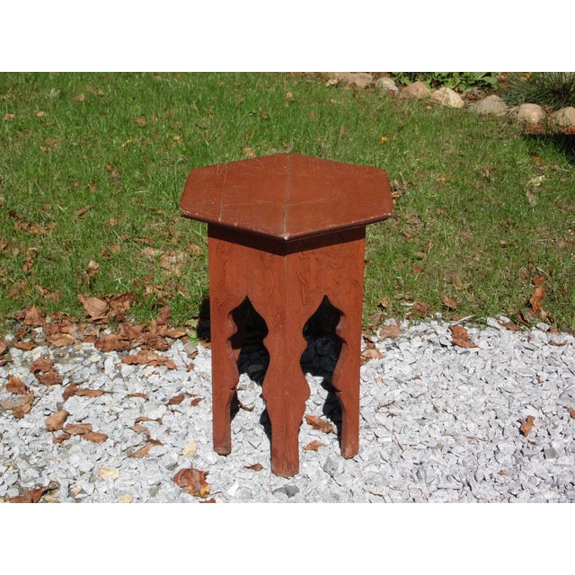 Vintage Arts & Crafts Moorish Style Wood Taboret Table Hexagon Plant ...