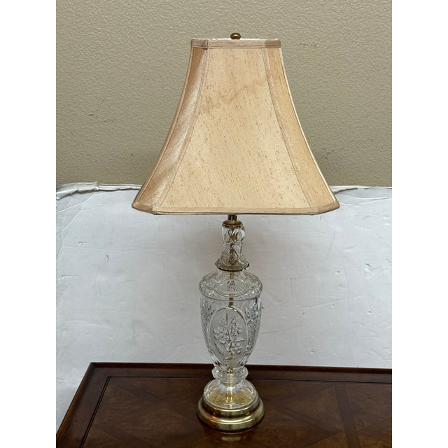 Dale Lighting Cut + Etched Cut Glass Table Lamp | Chairish