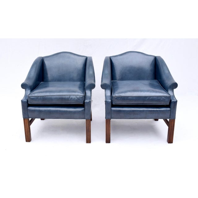 Chippendale Chesterfield Style Club Wingback Chairs | Chairish
