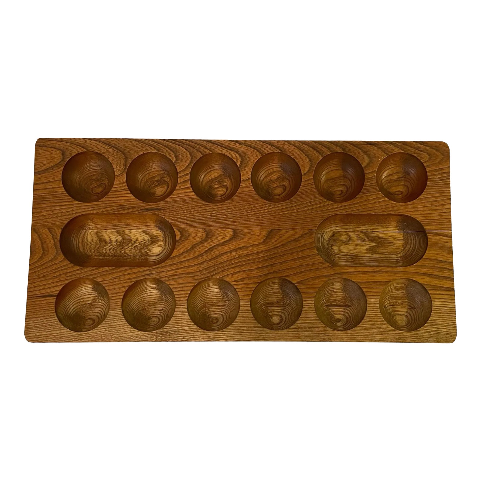 Hand Carved Large Wood Kalaha or Mancala Board Game. McM. Japan | Chairish