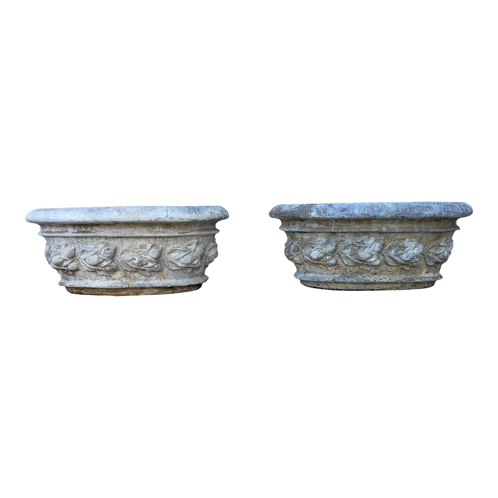 Pair of Antique Mediterranean Planters With Traditional Italian Lemon ...