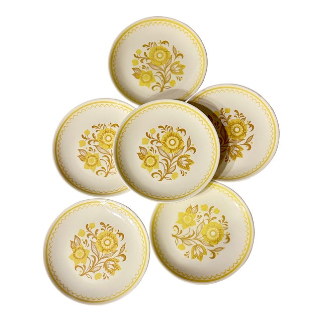 Vintage Americana Butter Yellow Floral Jubilee Plates-Set of 6 | Chairish