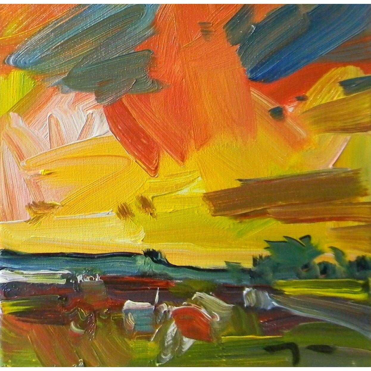 Jose Trujillo Original Fauvism Expressionism Sunset Landscape Oil ...