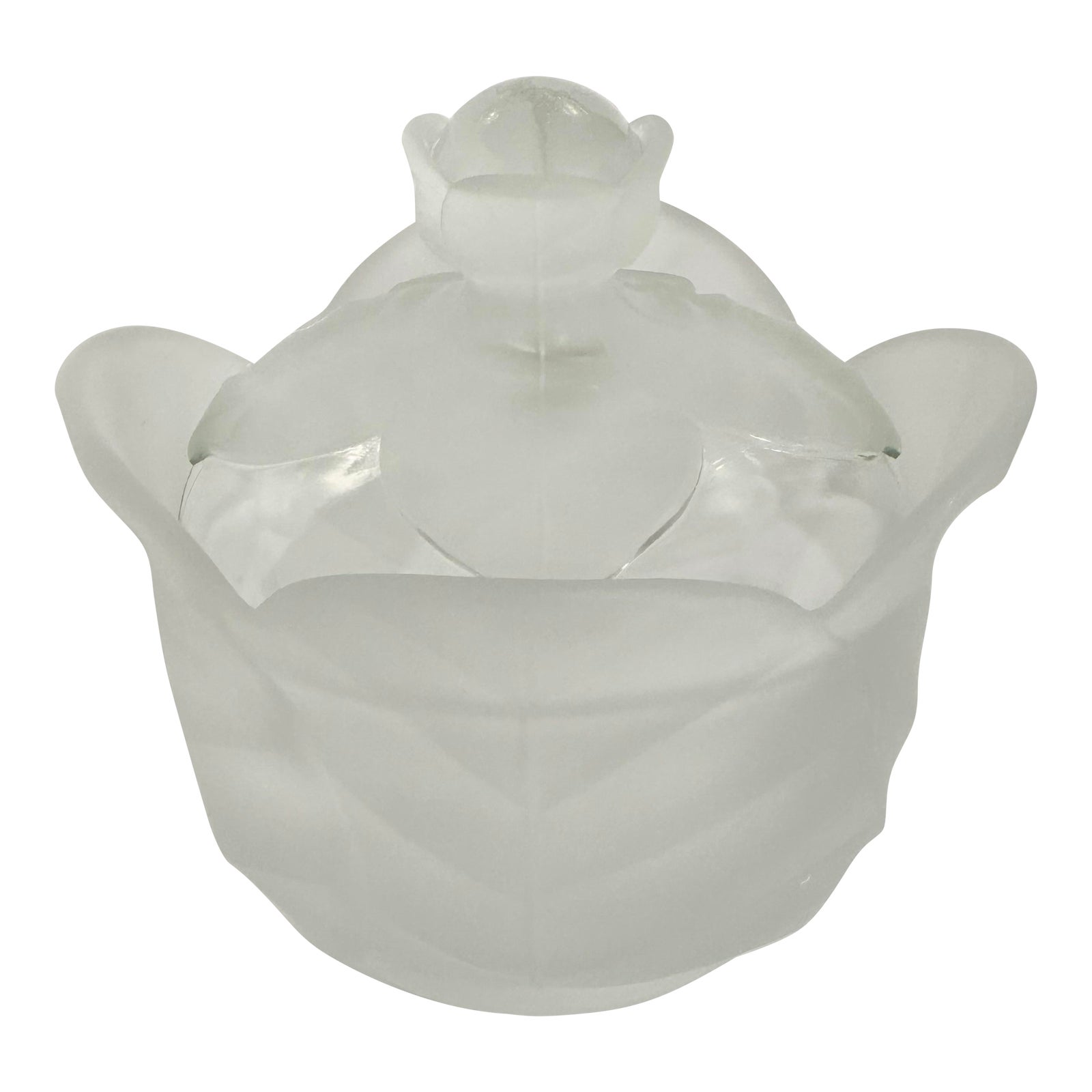 Vintage Viking Glass Cabbage Leaf Pattern Bowl W/ Lid Crystal and Satin ...