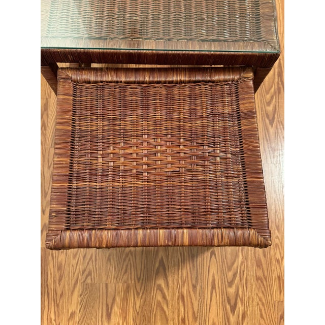Vintage Boho Chic Wicker Nesting Tables in Chestnut Brown, a Pair ...