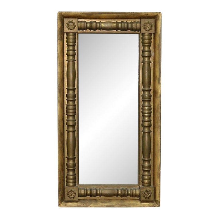 Antique American Empire Giltwood Column Form Wall Mirror With Rosettes ...