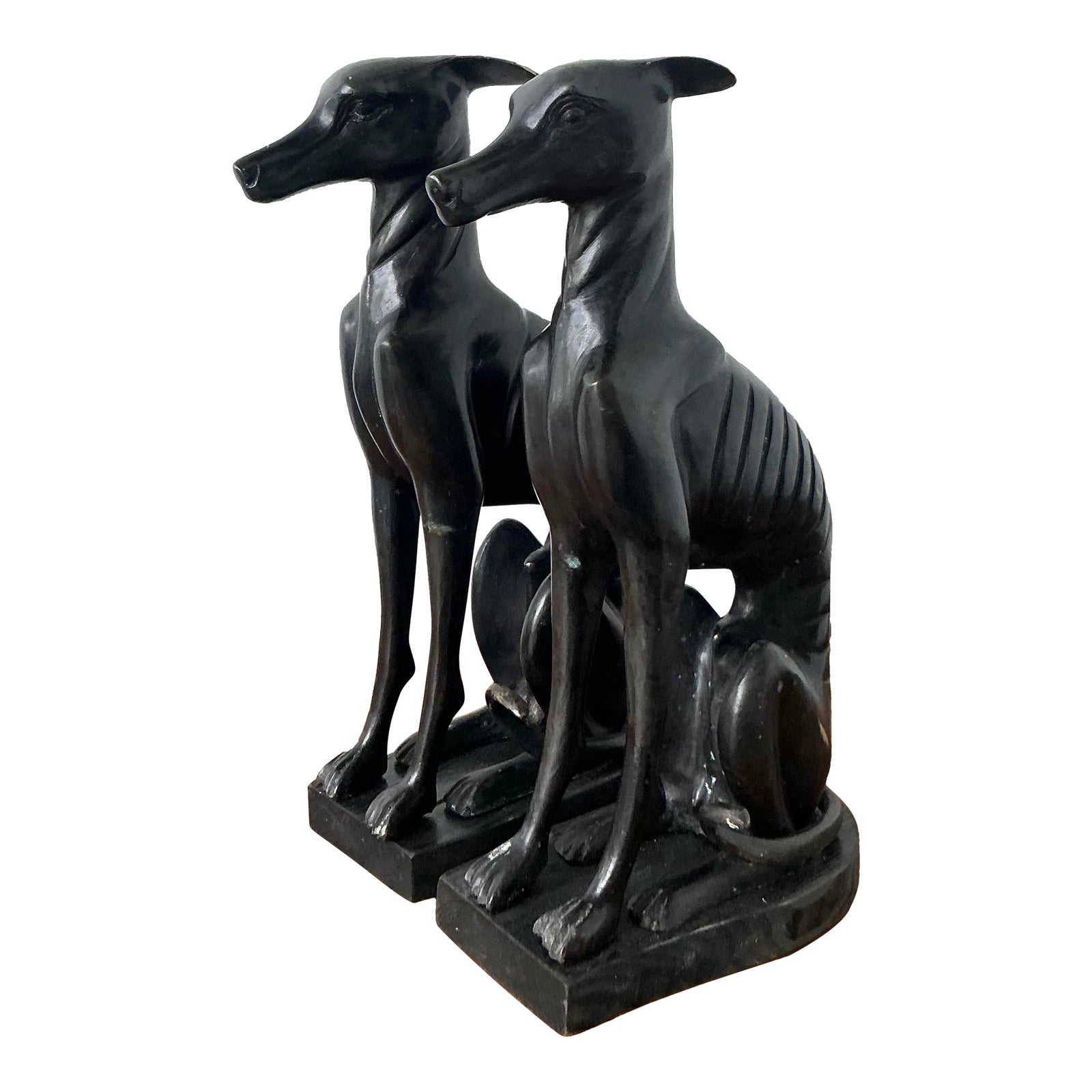 Vintage Boho Bronze Whippets - A Pair | Chairish