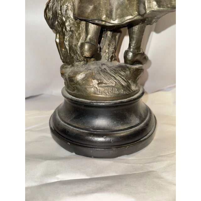 Large Antique French Moreau Statue - Girl With Lamb | Chairish