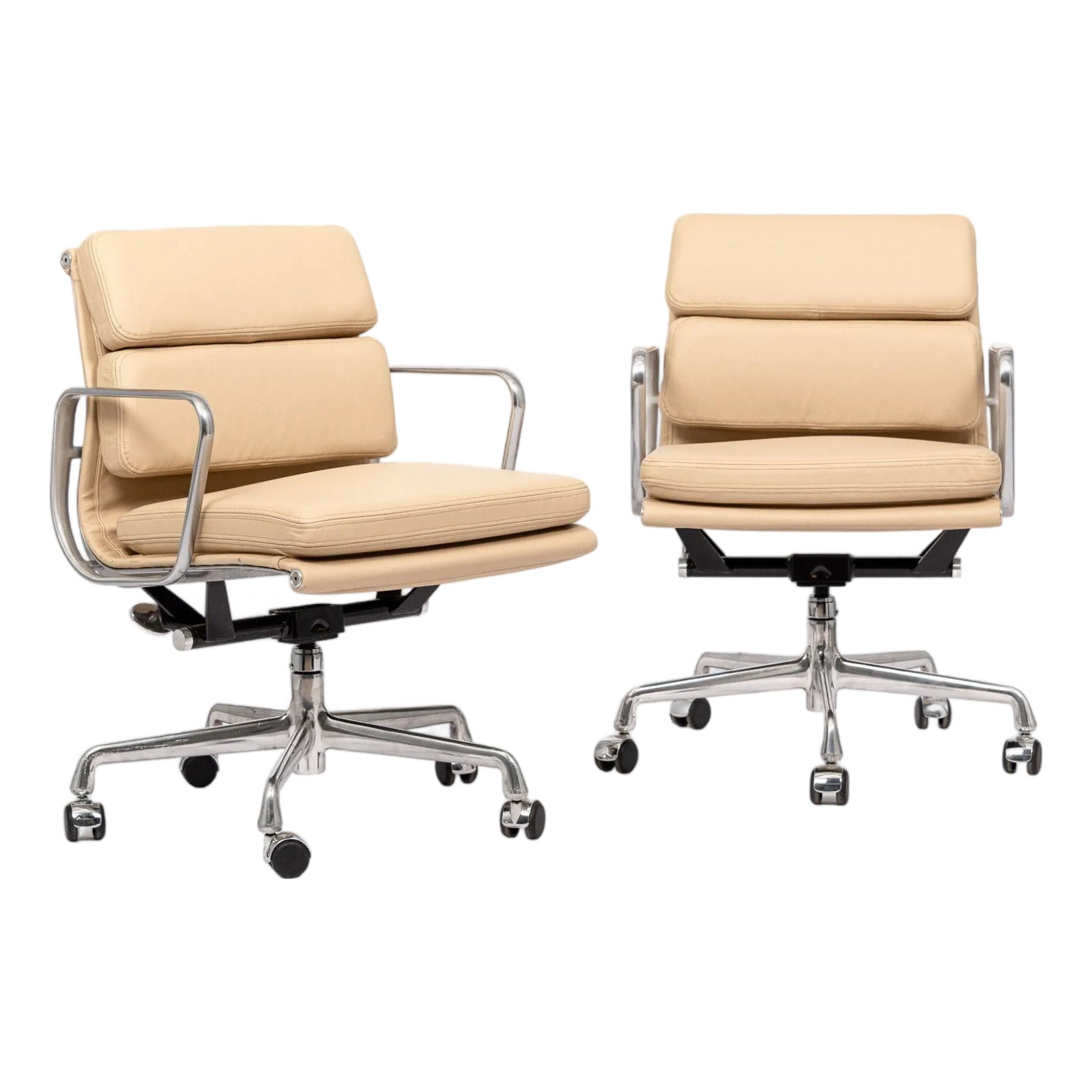 Eames for Herman Miller 2000s Cream Leather Office Chair Pair | Chairish