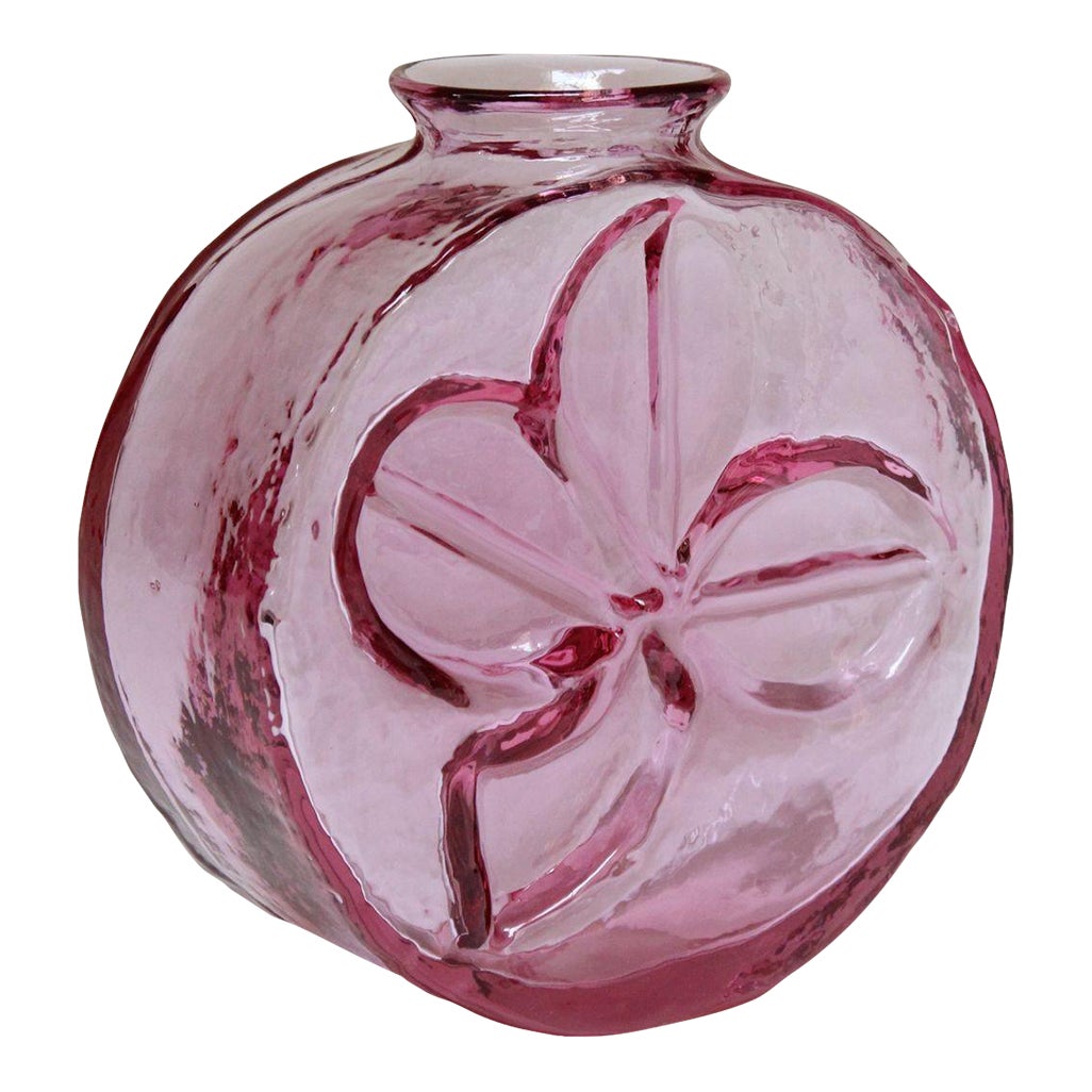 Vintage Blown Glass "Clover" Vase by Joel Myers for Blenko in Rosé ...