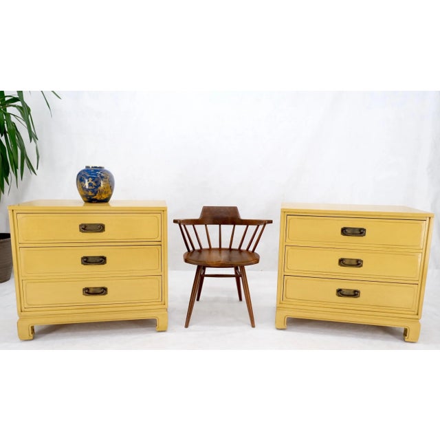 Pair Davis Mid-Century Modern Lemon Yellow Drop Pulls 3 Drawers ...
