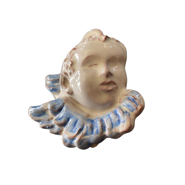 Blue & White European Porcelain Wall Hanging Angel /Putti | Chairish