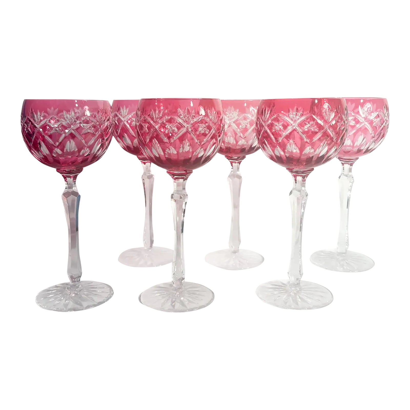 Set of 6 Red Bohemian Crystal Glasses From the 1960s | Chairish