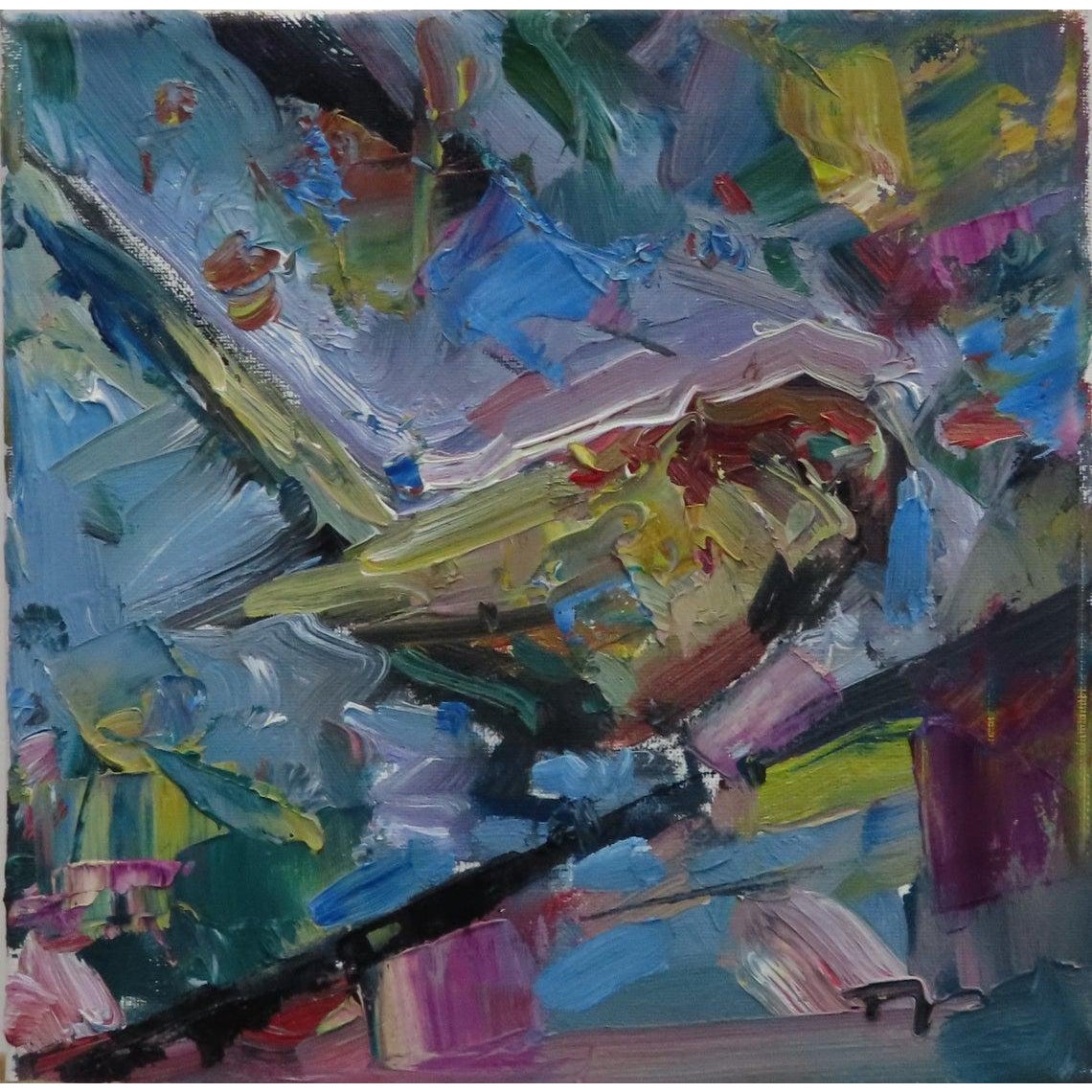 "Little Bird" Contemporary Expressionist Style Oil Painting by Jose ...