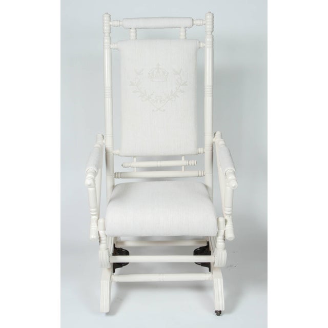 Antique Spring Rocking Chair With Custom Embroidery on Vintage Linen ...
