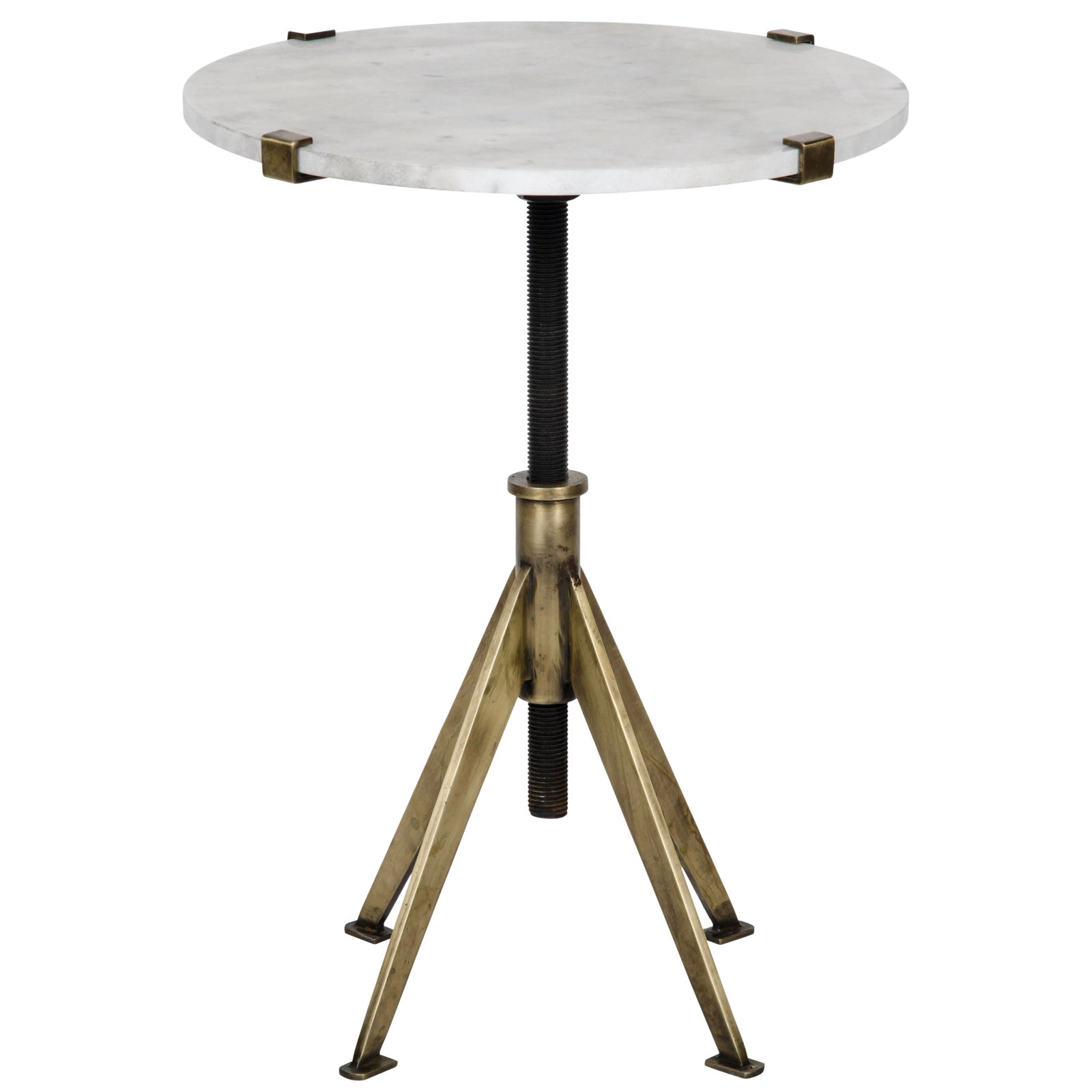 Edith Adjustable Side Table, Small, Antique Brass, Metal and Quartz ...