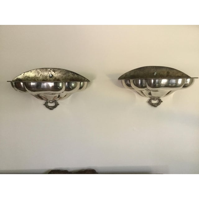 Pair of Vintage 1950s Silverplate Wall Planters | Chairish