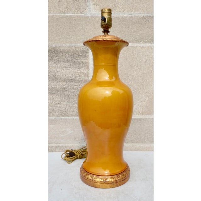 Antique Chinese Yellow Glaze Vase Lamp | Chairish