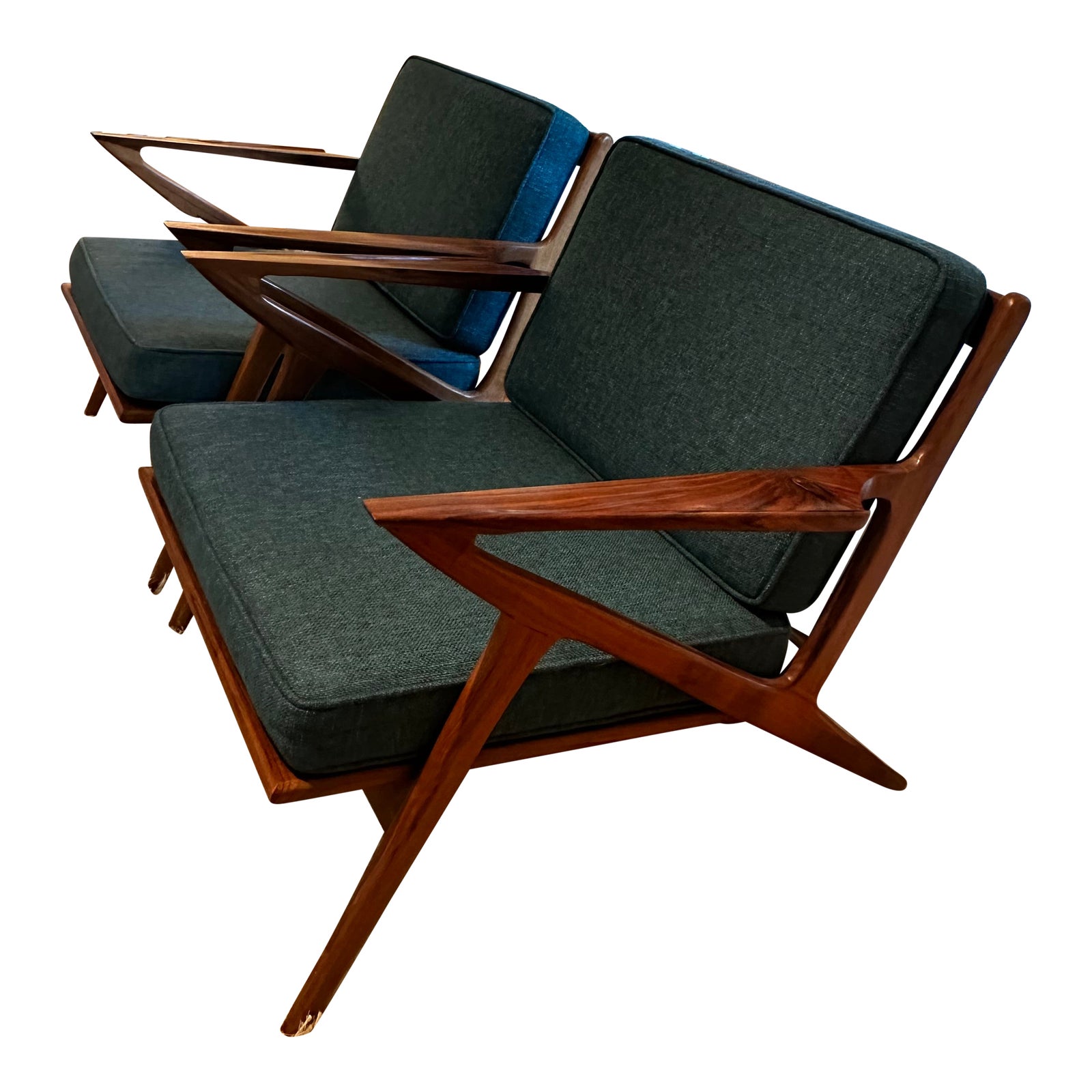 Danish Modern Walnut Z Lounge Chairs - Set of 2 | Chairish
