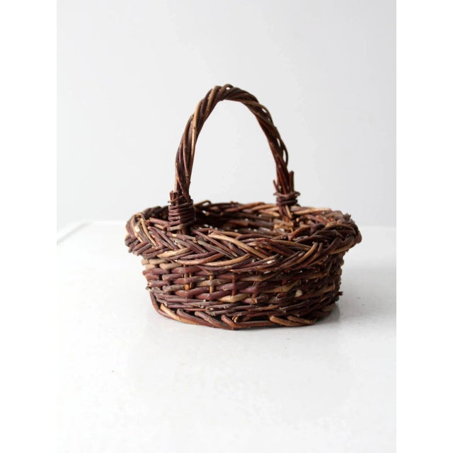 Vintage Rustic Wicker Basket | Chairish