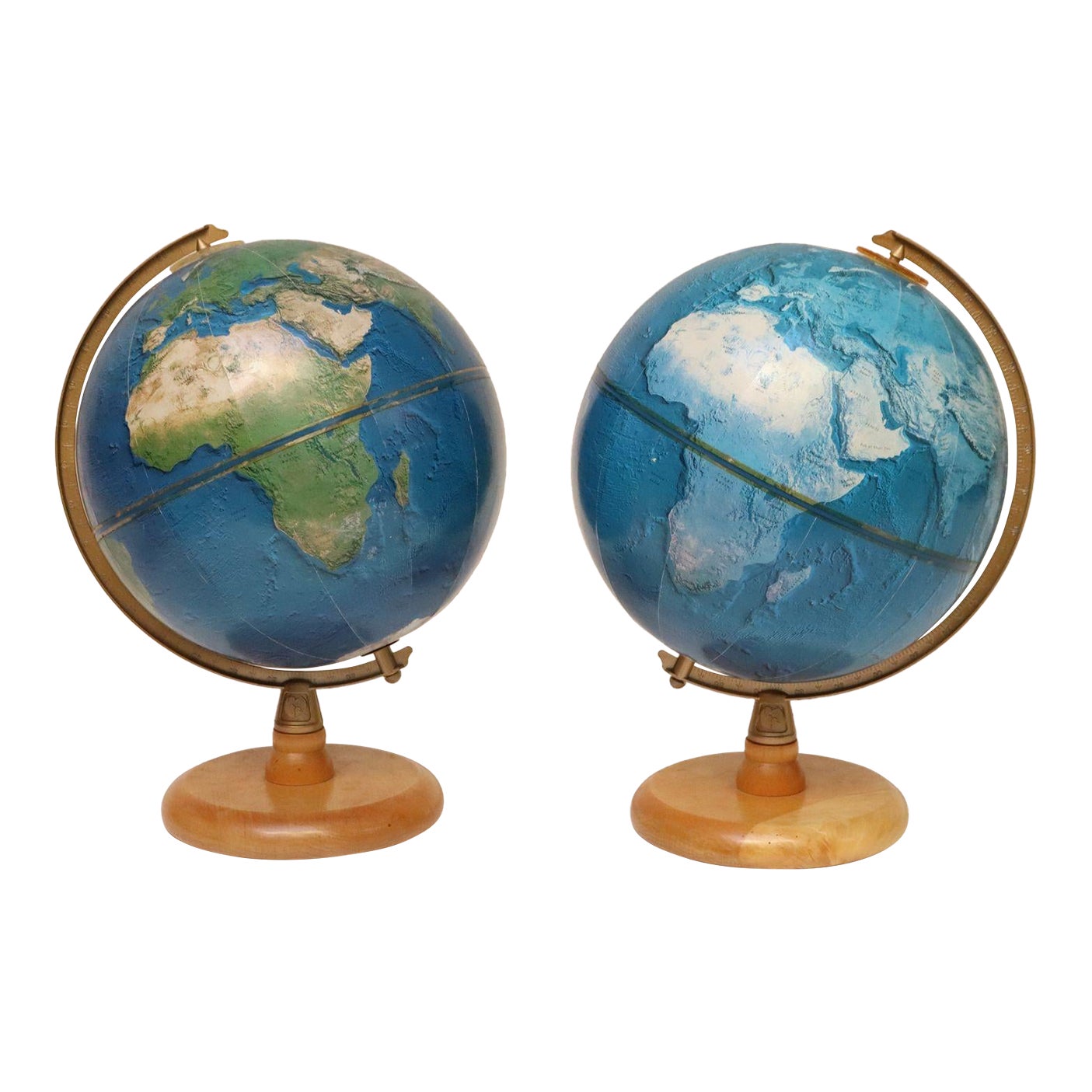 Set of Two Vintage Petite Replogle Satellite Visions Globes - Winter ...