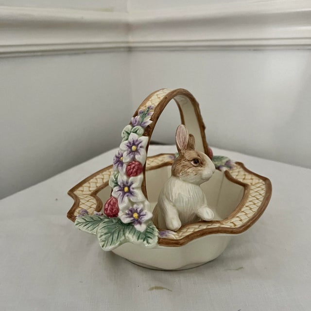 Fitz and Floyd Rabbit in Basket | Chairish