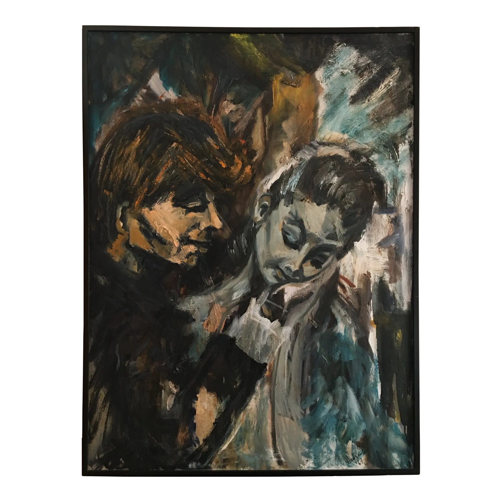 1960s Barbara Hansen Oil Painting “Pas De Deux“ Expressionist ...