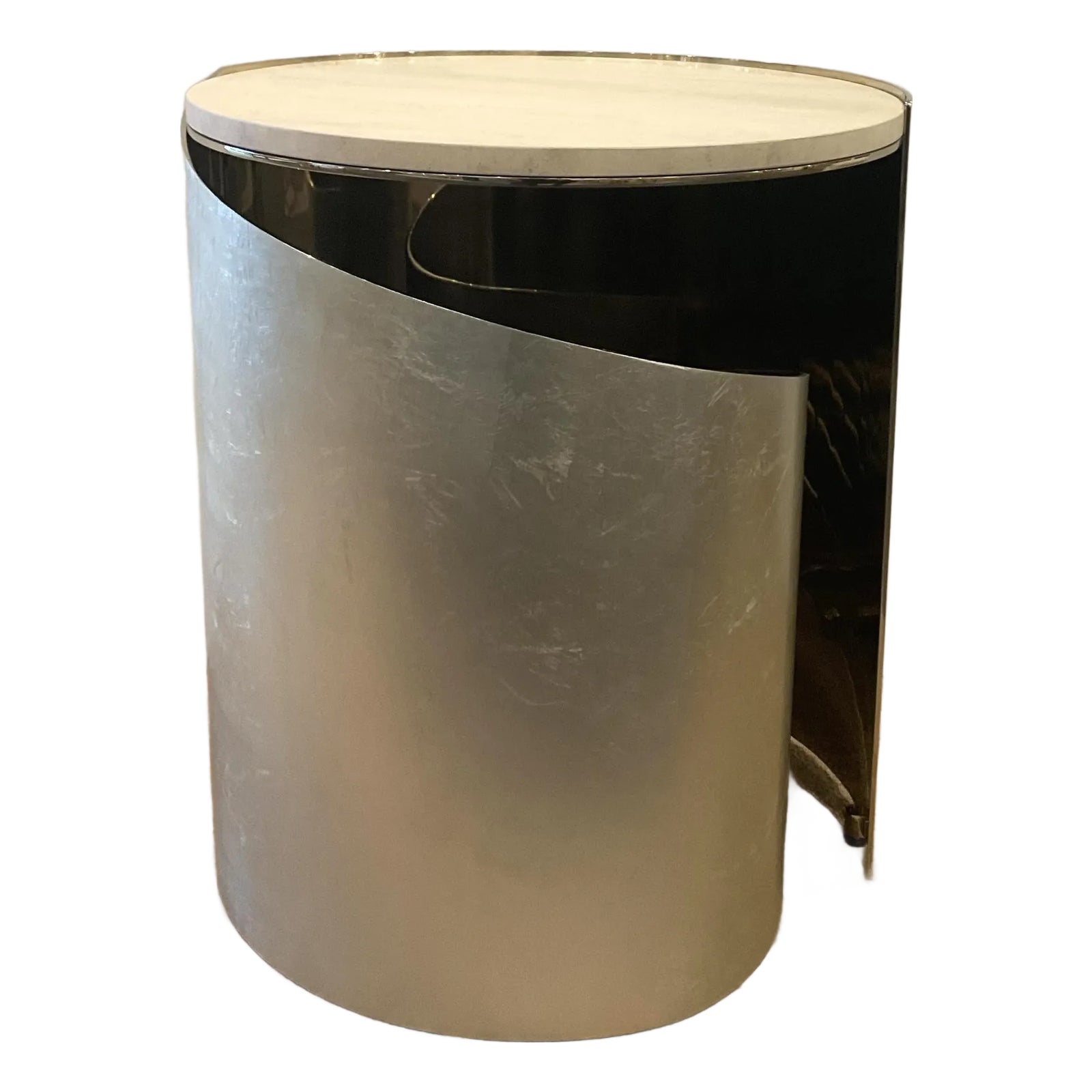 Caracole Modern Silver Leaf Nautilus Side Table | Chairish