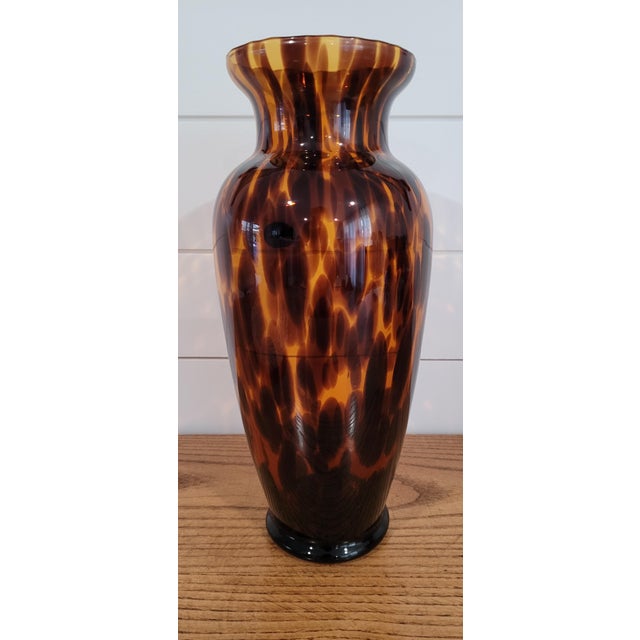 Large Vintage Murano Art Glass Vase Italy Maestri Vetrai Azzurra