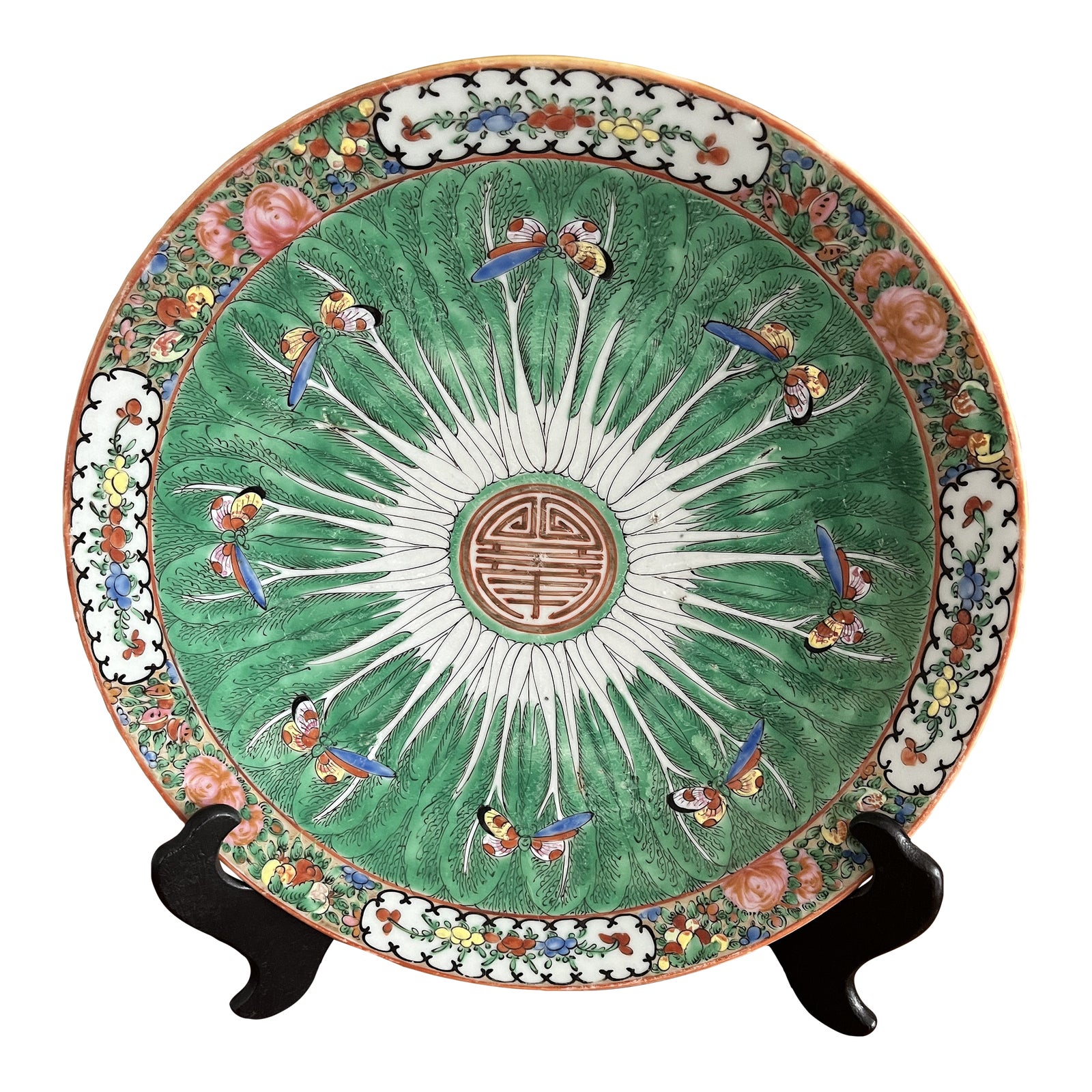 Chinese Cabbage Leaf Platter With Famille Rose Border, 19th Century ...