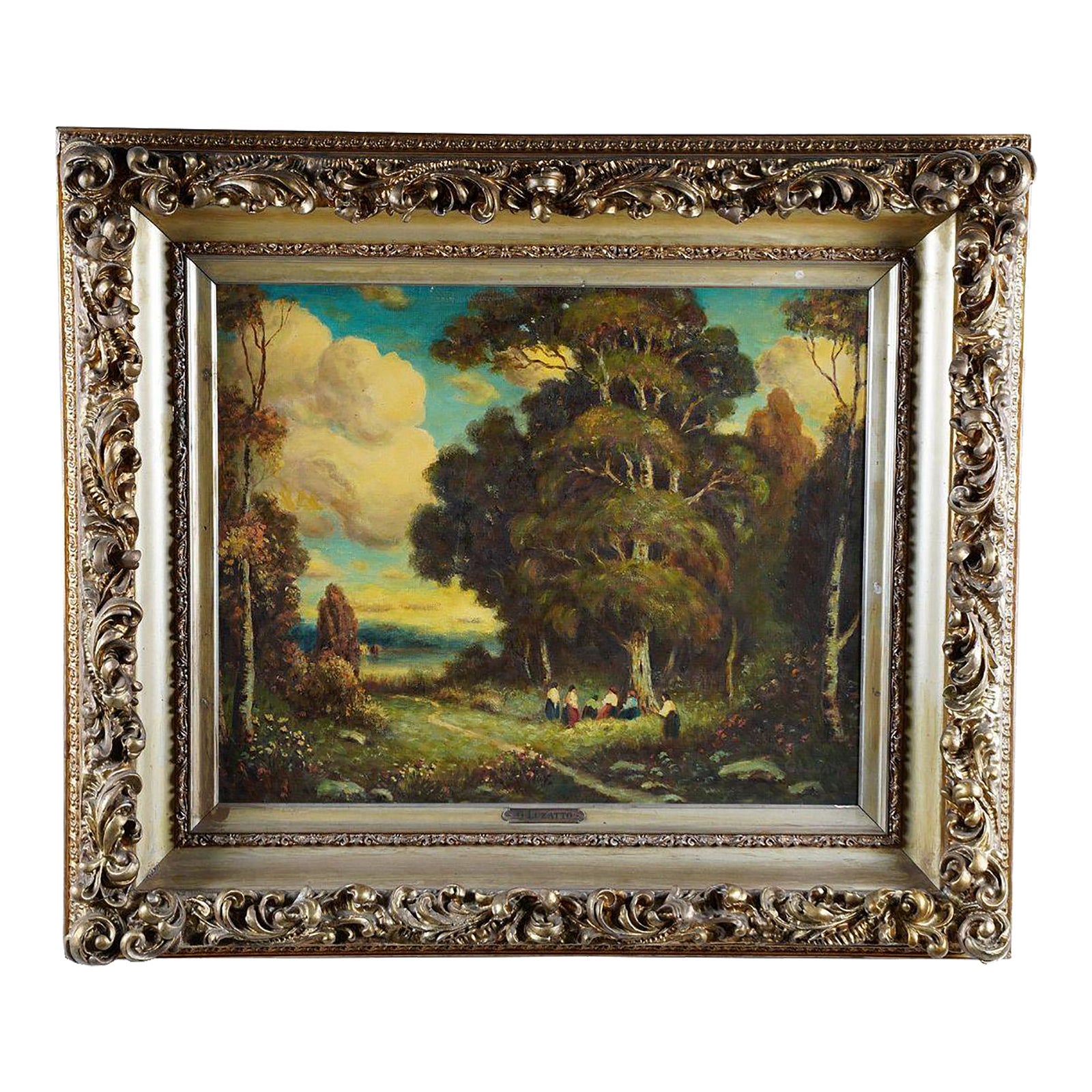 G. Luzatto - Late 19th C Italian Landscape With Figures - Oil on Canvas ...