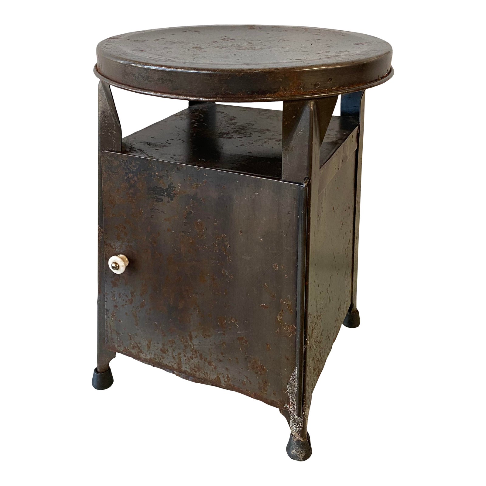 1940s Steel Shoe Shine Stool W/ Storage Compartment | Chairish
