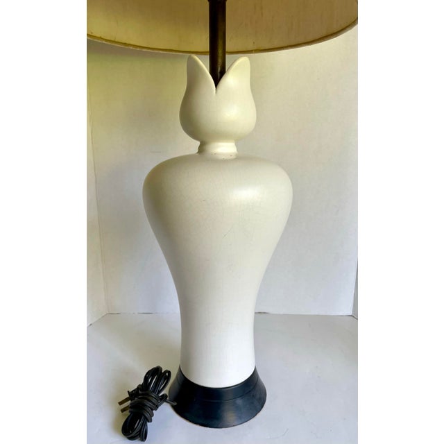 Hollywood Regency Pottery Ceramic Tulip Shaped Table Lamp and Shade ...