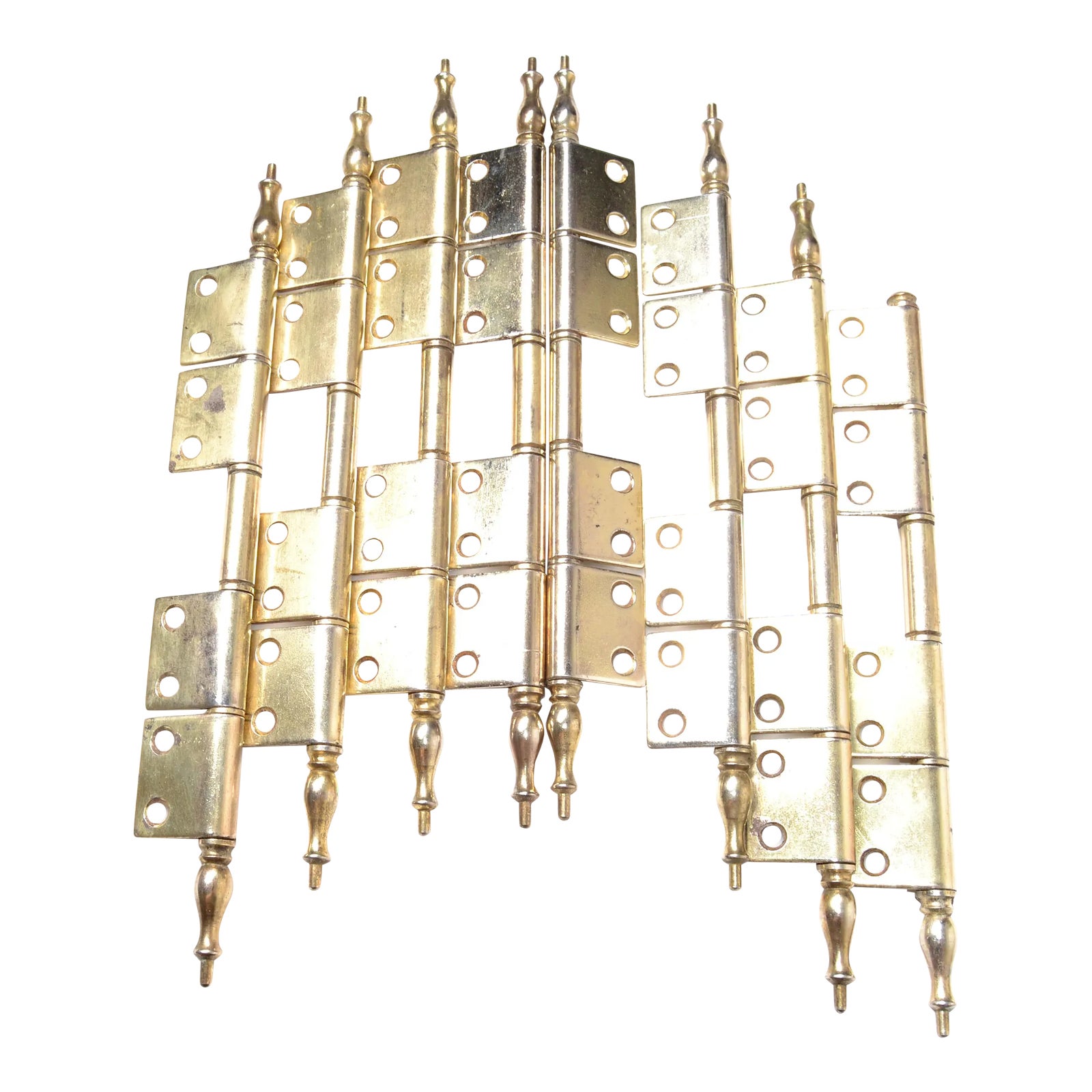 Set 8 Vintage Brass Cabinet Door Hinges Spindle Finials Door Hardware ...