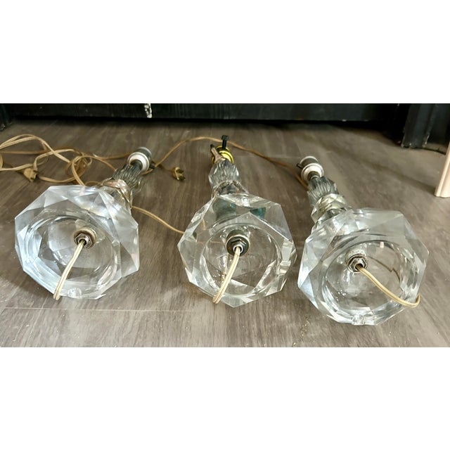Vintage Crystal Lamps, Set of Three | Chairish