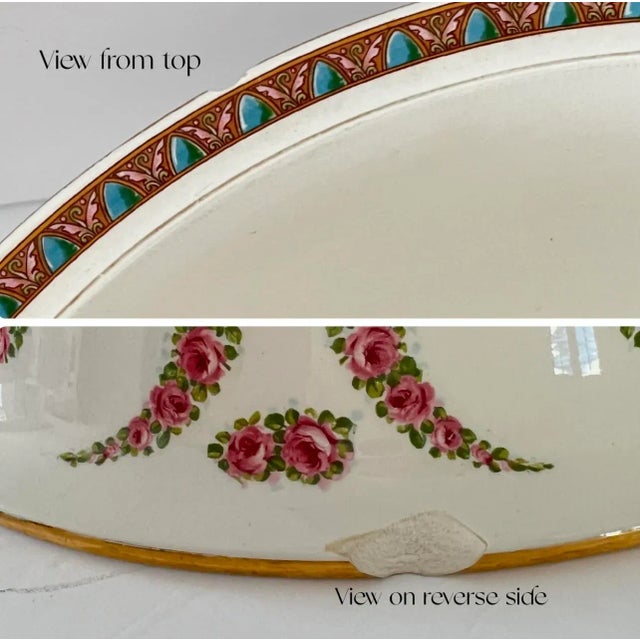 1930s Victorian English Shabby Chic White Pink Floral Large Ceramic ...