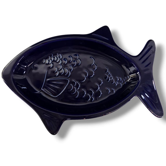 Cobalt Blue Chantal Fish Platter Serving Plate 16" | Chairish