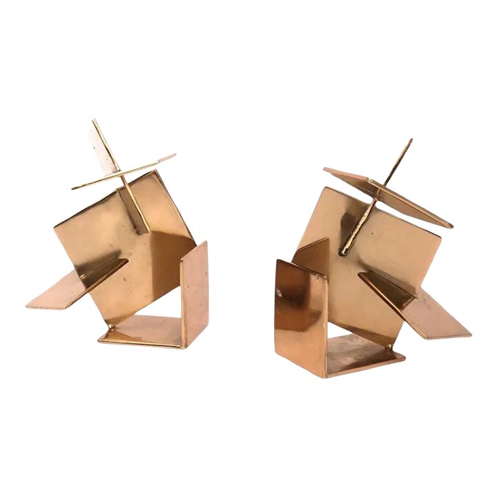 Geometric Abstract Bookends - A Pair | Chairish