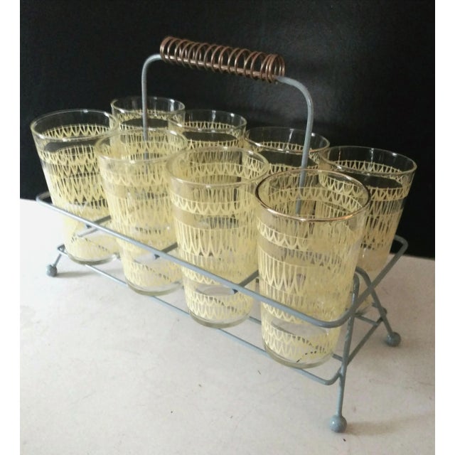 Mid-Century Glassware Set in Rack- 9 Pieces | Chairish