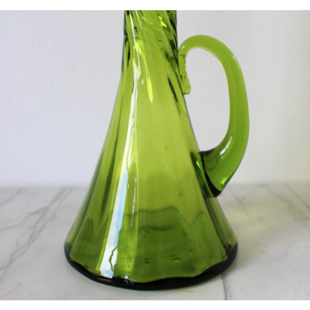 Mid-Century Green Glass Decanter | Chairish