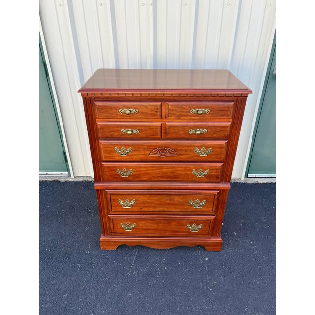 Broyhill Cherry Chippendale 5-Drawer Tall Dresser Chest of Drawers ...