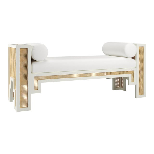 Alexandra Bench - Simply White, Optic White Linen | Chairish
