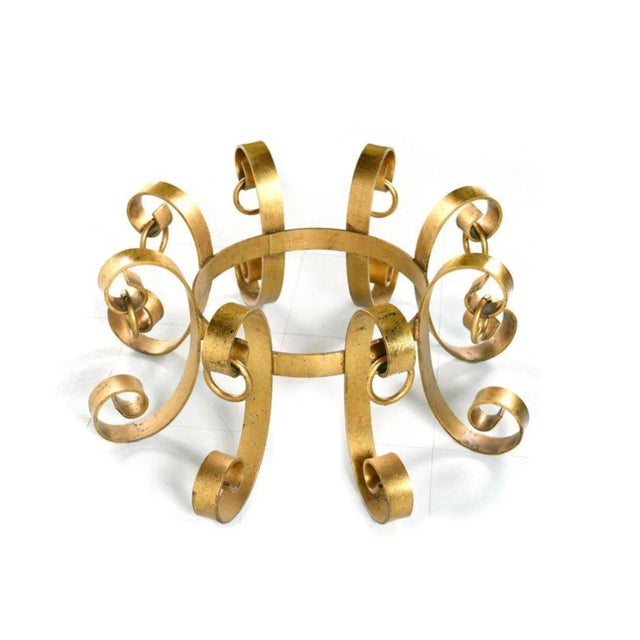 Hollywood Regency Coastal Mediterranean Gold Colored Scroll Round ...