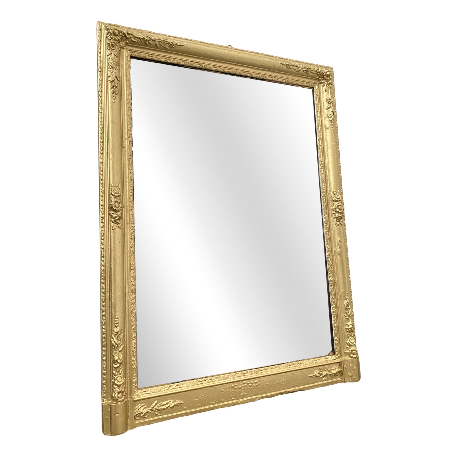 Stuccoed and Gilded Wooden Mirror, 1800s | Chairish