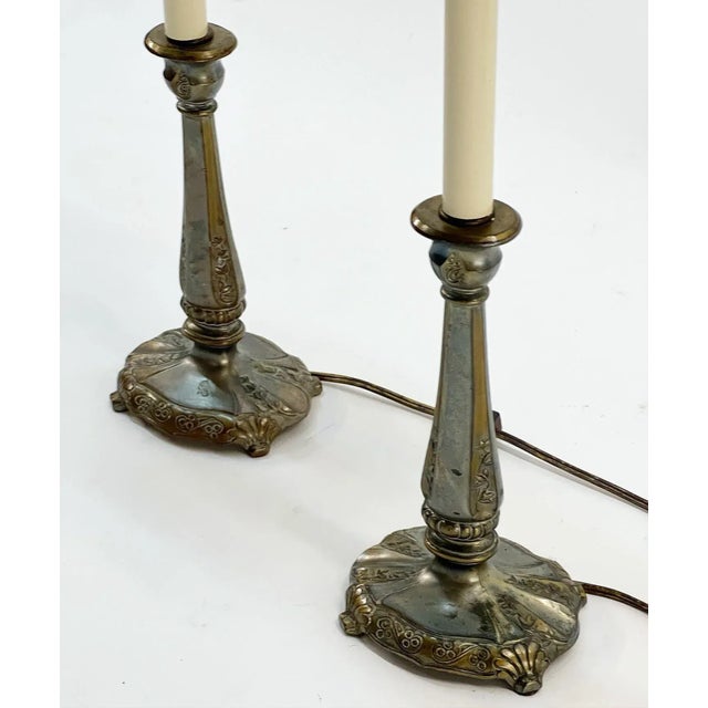 Pair of Vintage Traditional Candlestick Buffet Lamps | Chairish