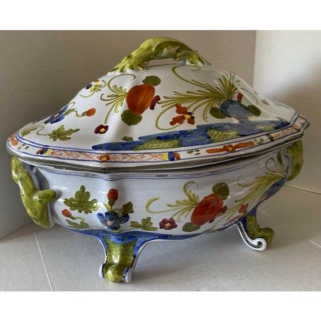 Italian Garofano Carnation Faience Style Large Tureen | Chairish