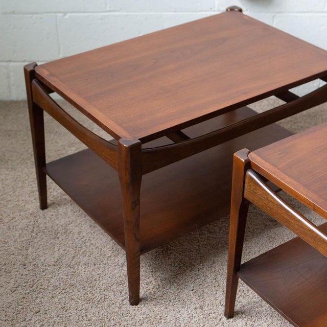 Bassett Walnut End Table Pair | Chairish