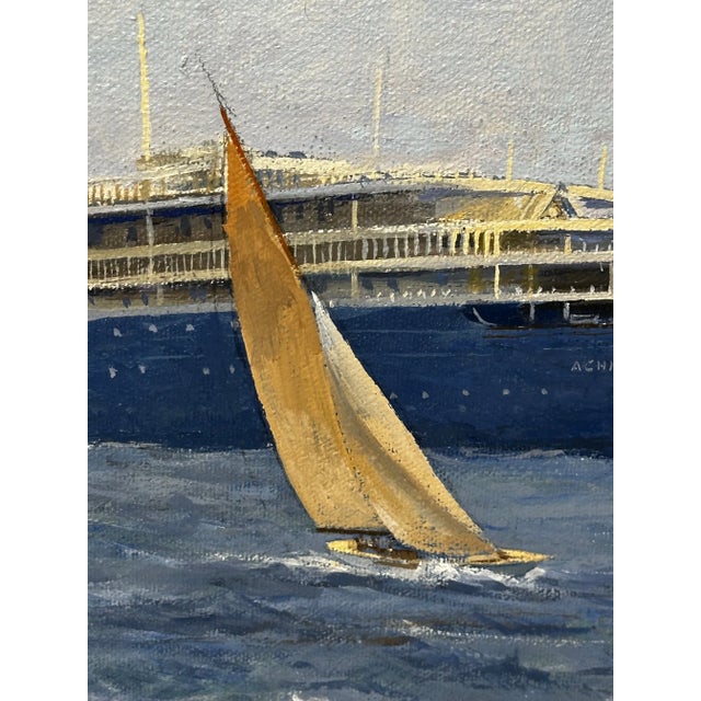 1960s British Mid Century Oil Painting Ms Achille Lauro Ship Ex Willem ...